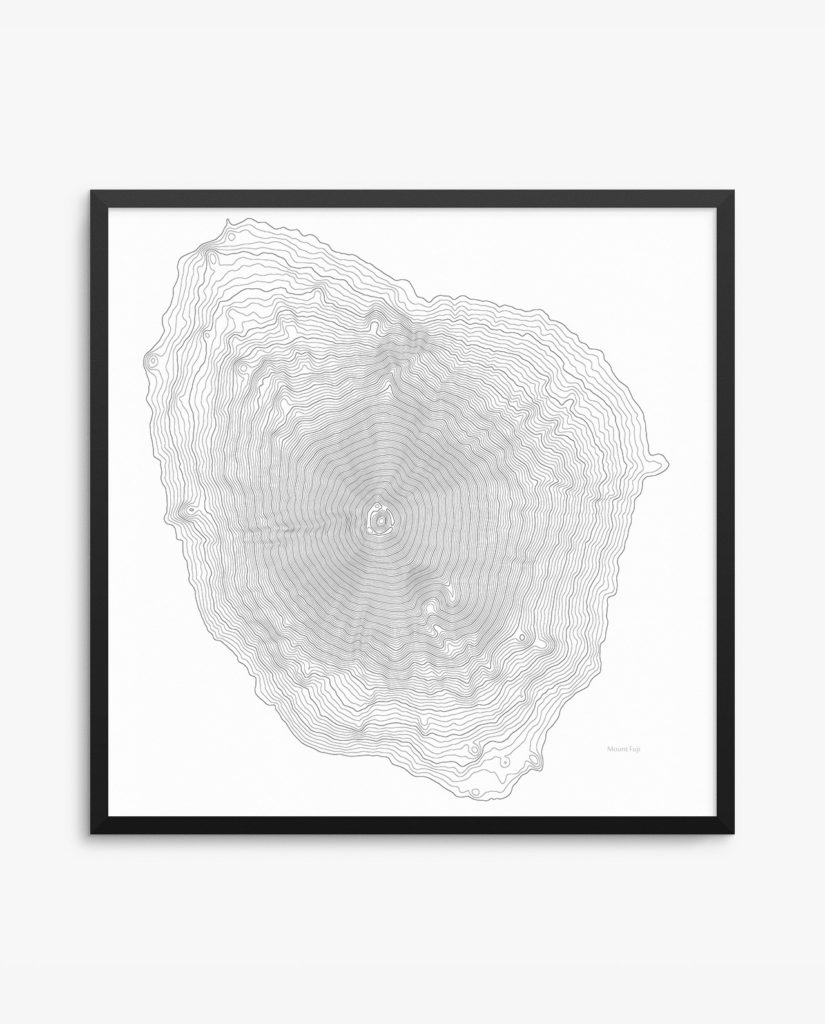 Mount Fuji Elevation Contours Poster – Seven Summits Art