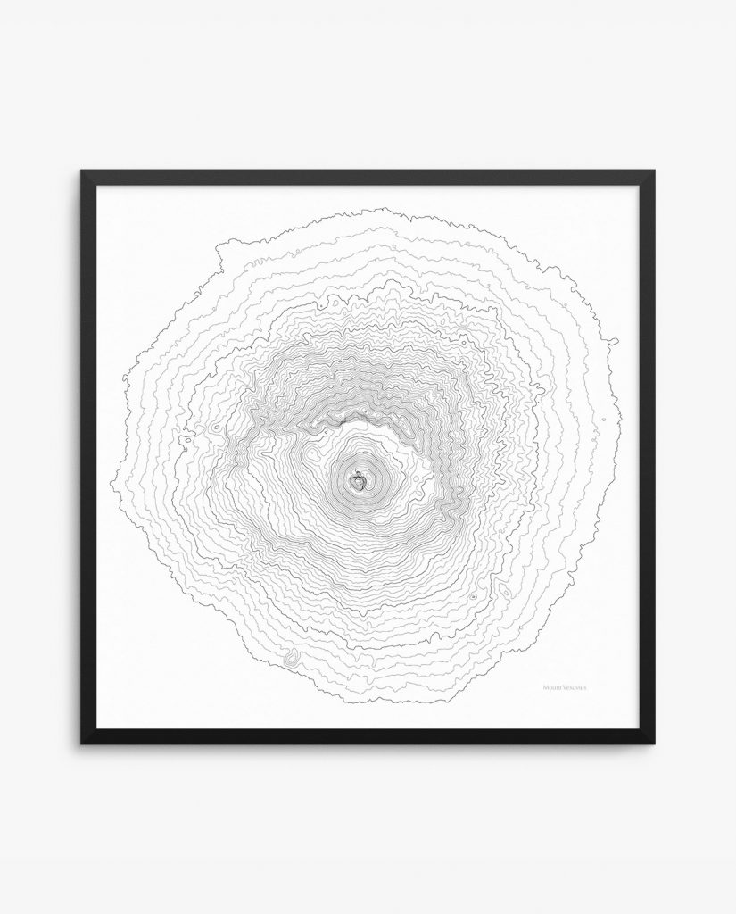 Mount Vesuvius Italy Elevation Contours Poster – Seven Summits Art